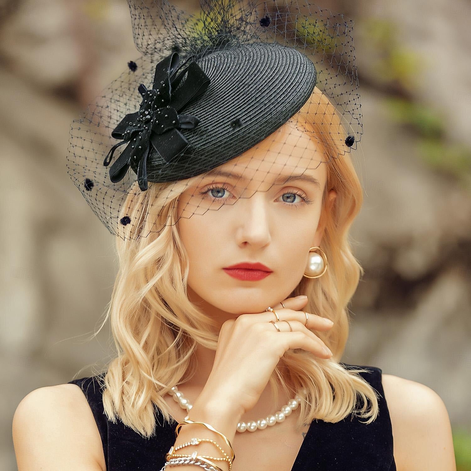 Hats Headwear Headdress Tulle Fiber Straw Hat Saucer Hat Veil Hat Wedd ...