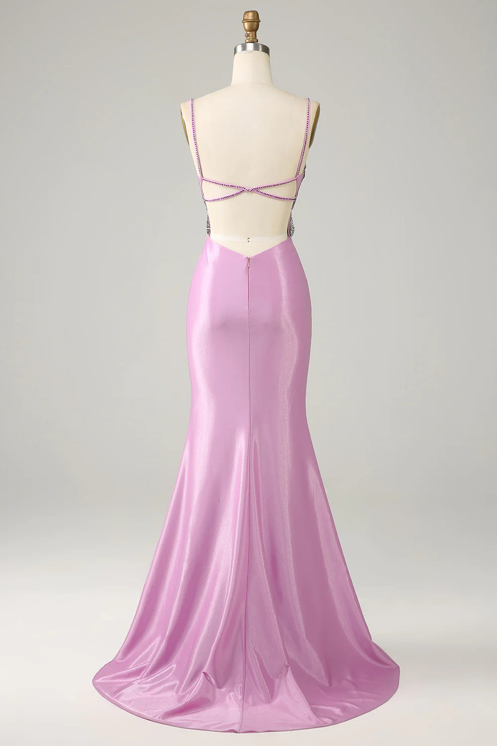 Purple Mermaid Backless Spaghetti Straps Butterflies Prom Dress ...