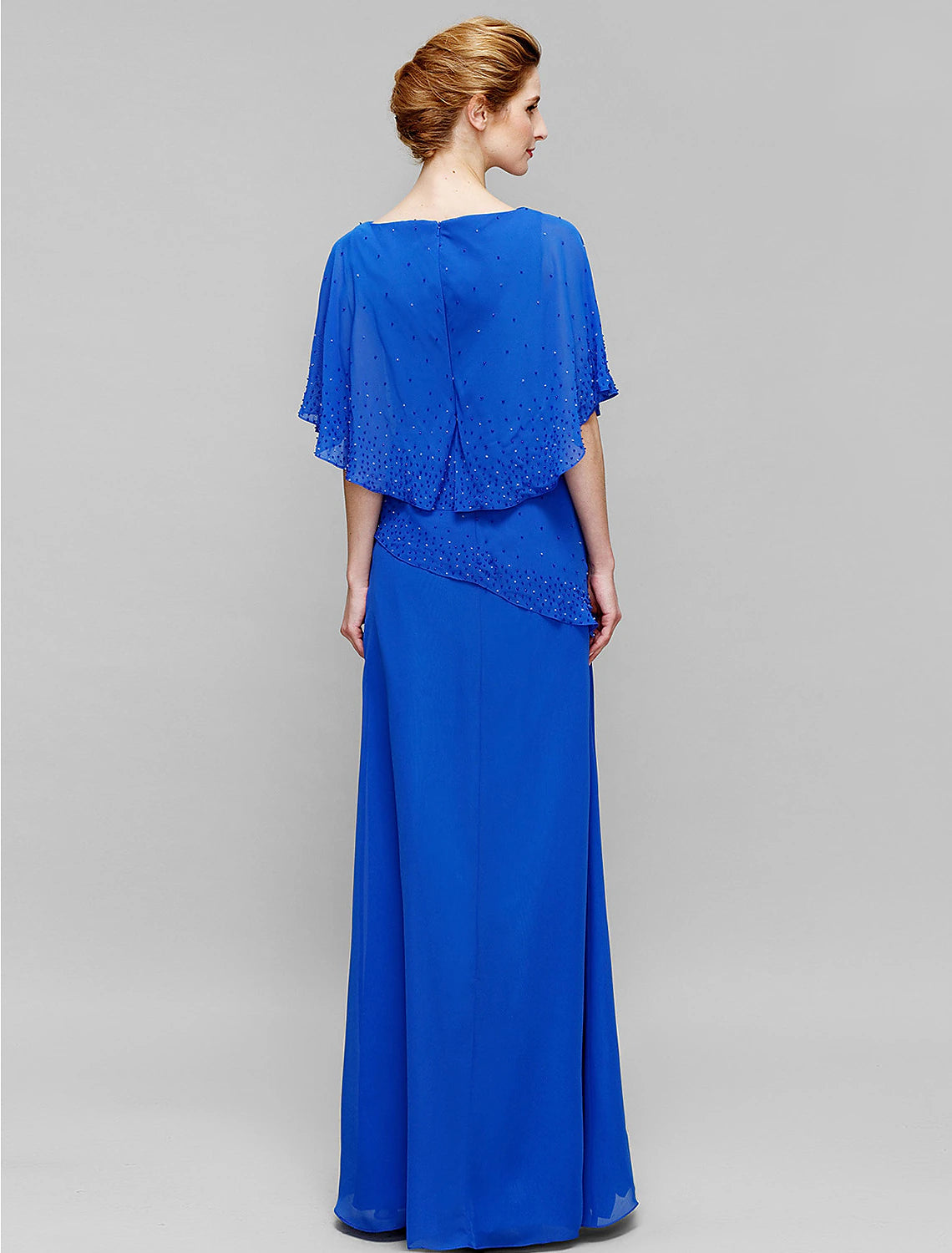 Sheath Column Mother Of The Bride Dress Elegant Bateau Neck Floor Le